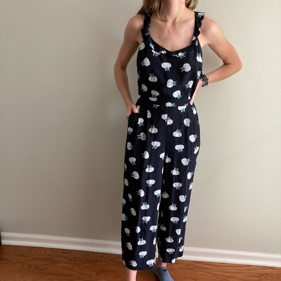 LOFT | Pants & Jumpsuits | Loft Lotus Ruffle Jumpsuit In Black | Poshmark
